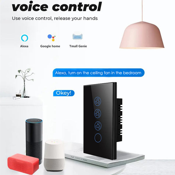 FAN LIGHT SWITCH - Zigbee fan light 3 speed smart touch switch HomeKit ...